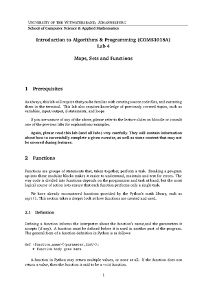 Introduction to algorithm and Programming Coms1018 - StuDocu