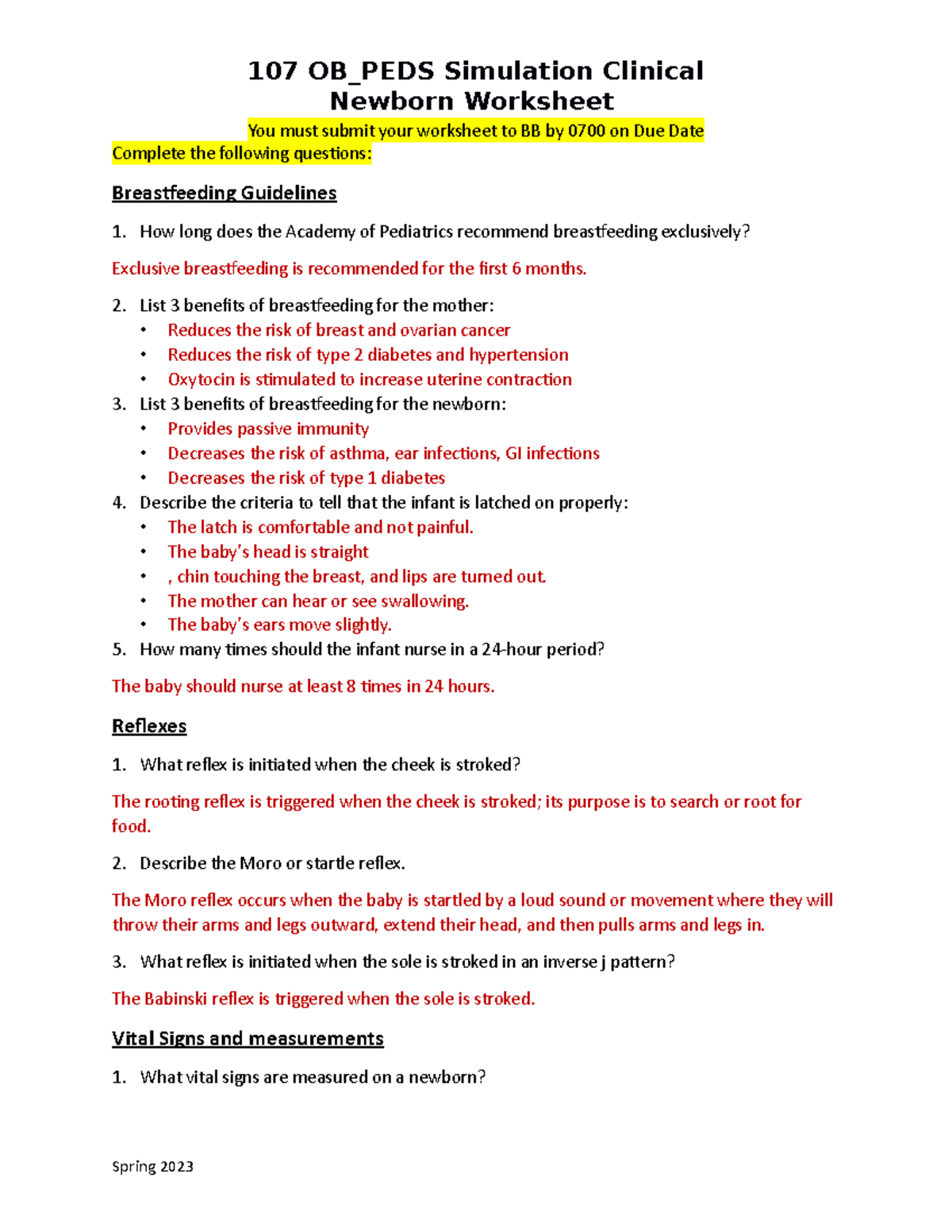 Wrksht 6 Newborn C - 107 Clinical Worksheets - 107 OB_PEDS Simulation ...
