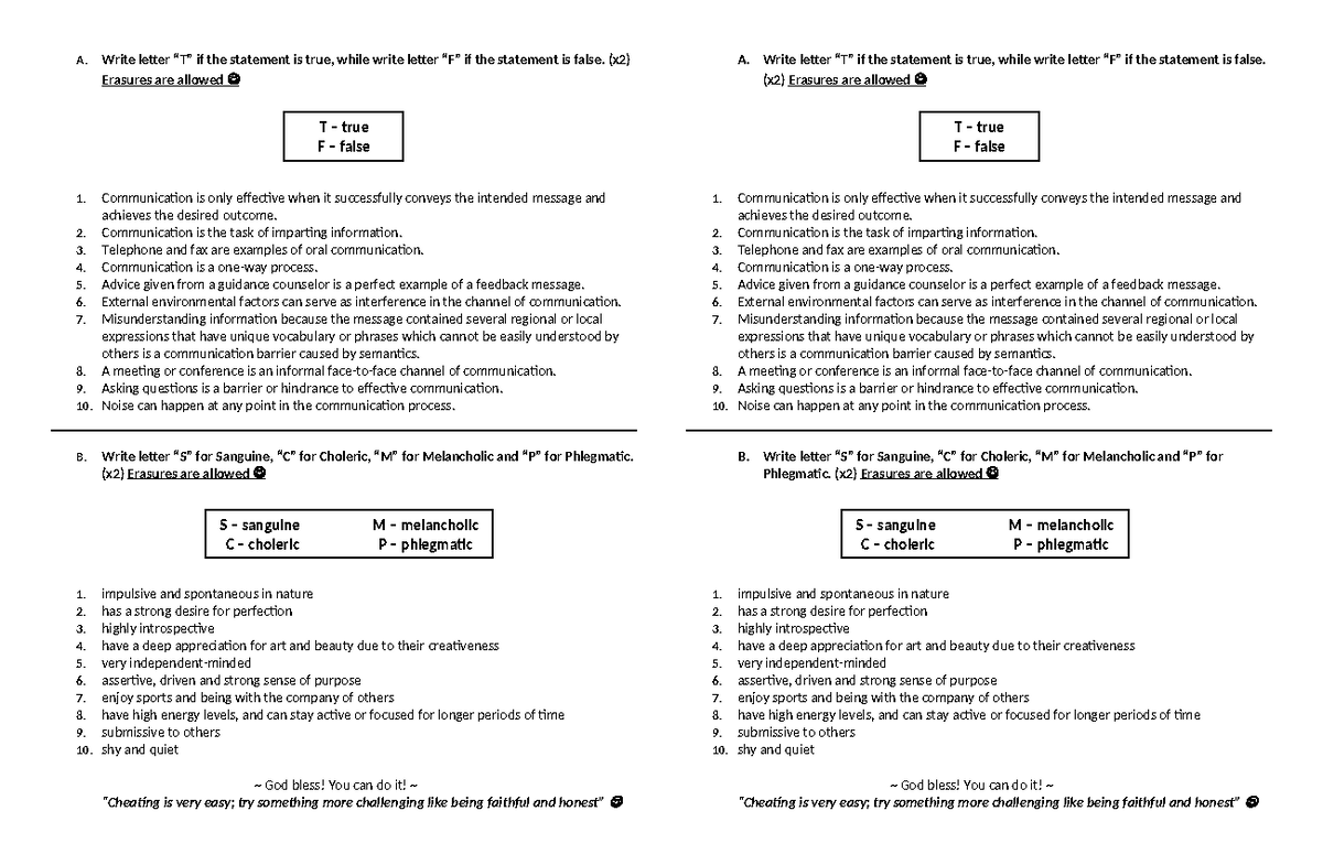 Midterm G2 - A. Write letter “T” if the statement is true, while write letter “F” if the ...