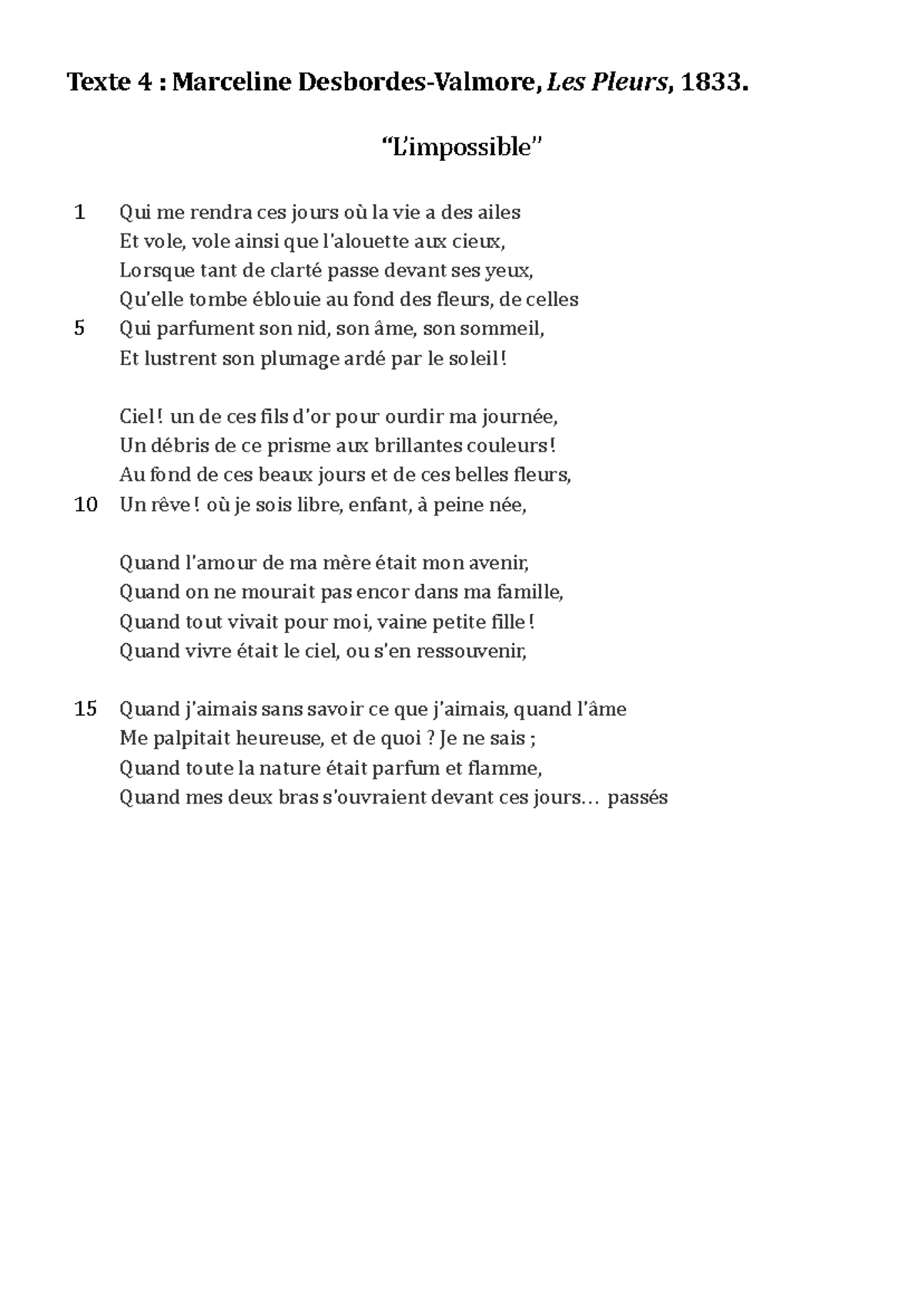 Texte 4 MDV - text Marcelije - Texte 4 : Marceline Desbordes-Valmore ...