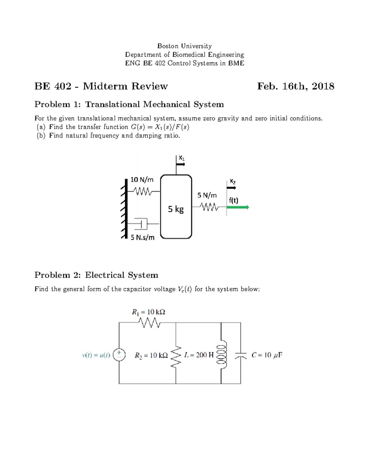 BE402 Discussion 04 Problems - Boston University Department of ...