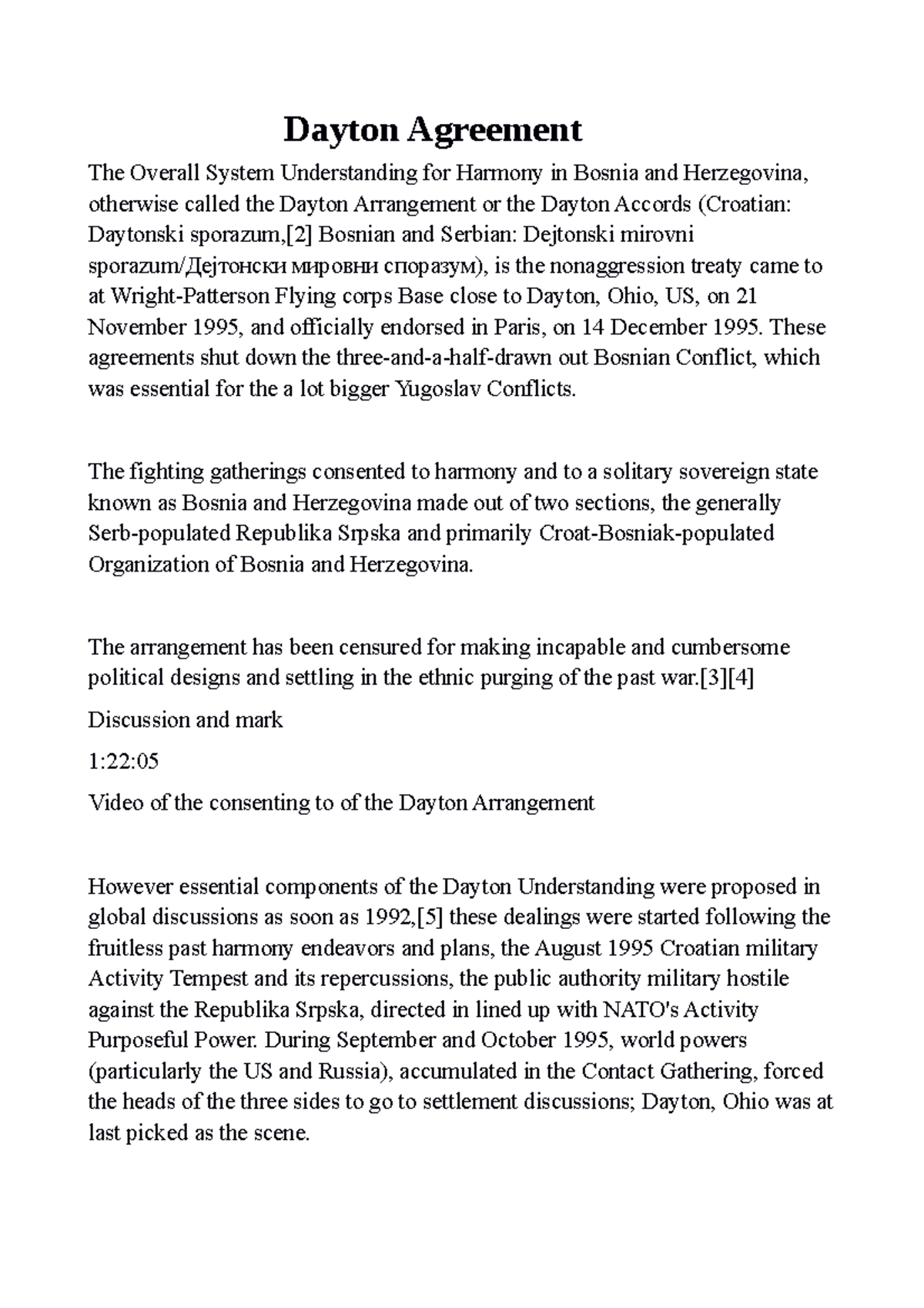 Dayton Agreement - ifah - Dayton Agreement The Overall System ...