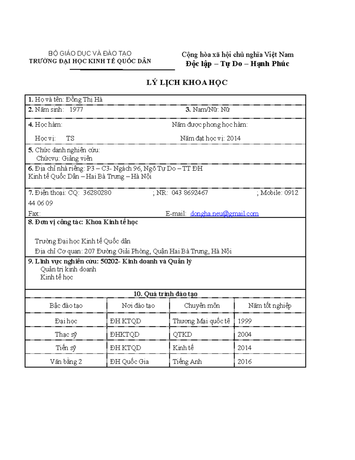 LLKH - Đồng Thị Hà - Vxjsk ss s. S - BỘ GIÁO DỤC VÀ ĐÀO TẠO TRƯỜNG ĐẠI ...