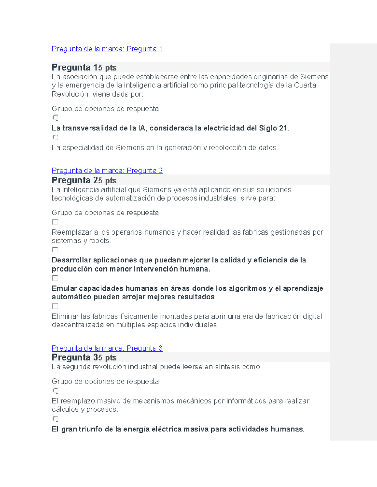 TP 1 Tecnologia 90 - .... - Pregunta de la marca: Pregunta 1 Pregunta 15 pts La asociación que ...