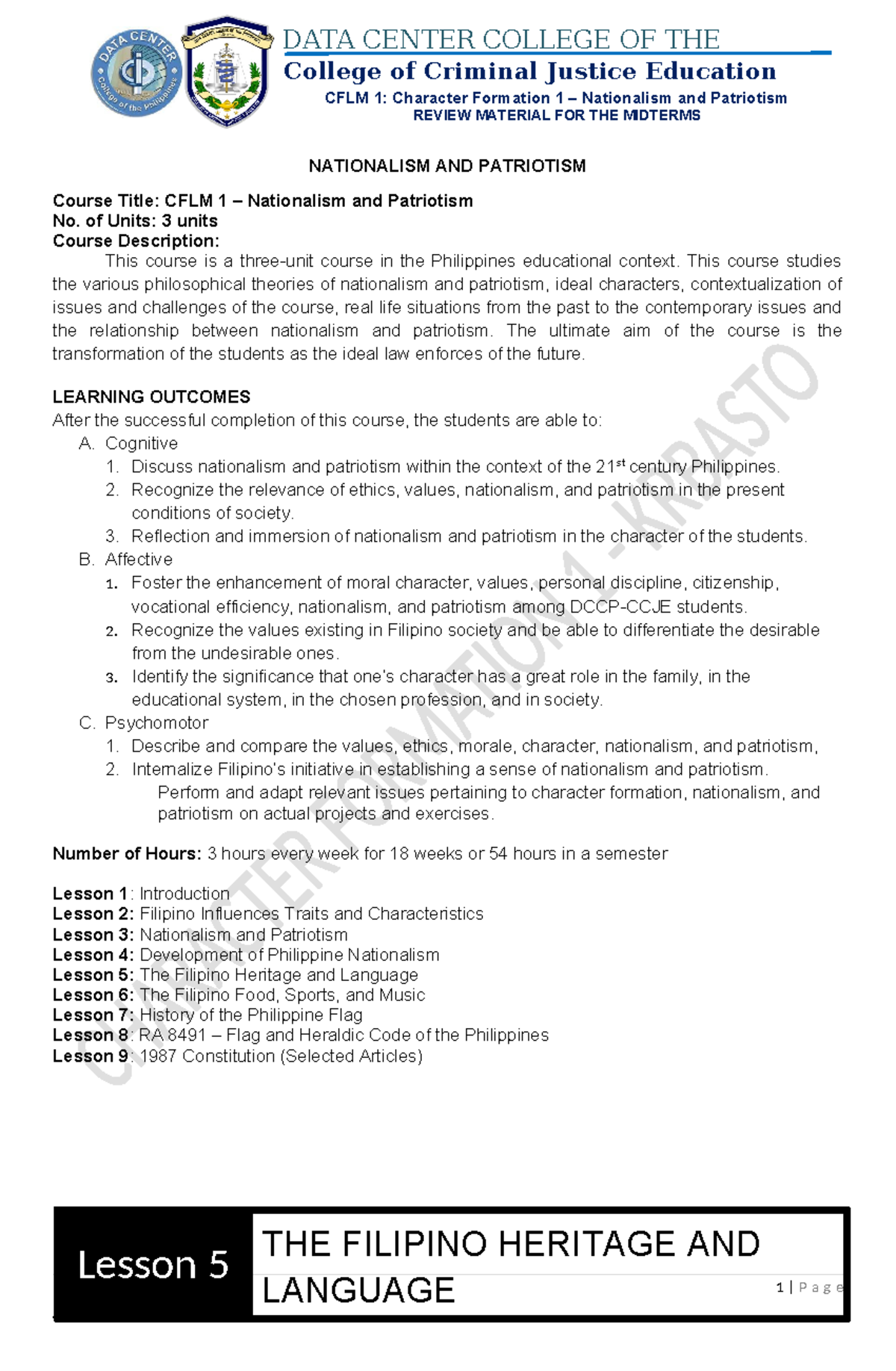 CFLM- Review - Study notes - College of Criminal Justice Education CFLM ...