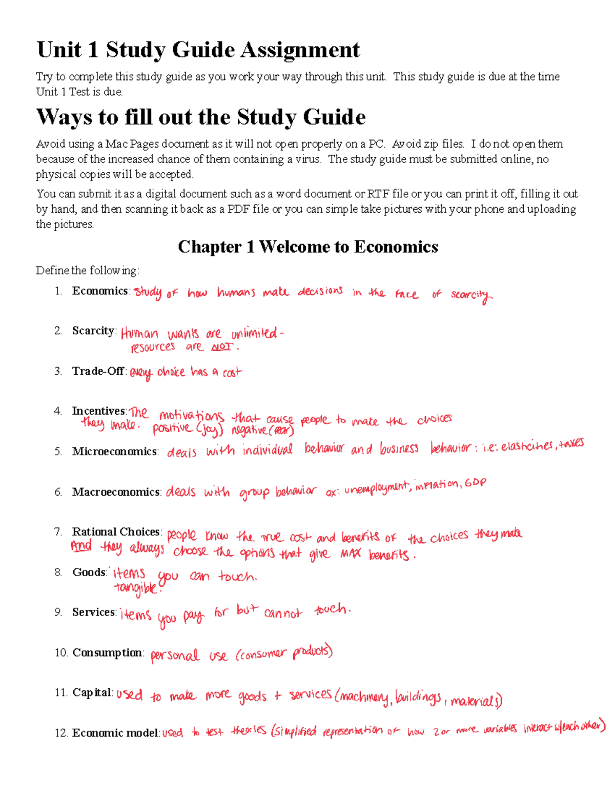 Unit 1 study Guide - Unit 1 Study Guide Assignment Try to complete this ...