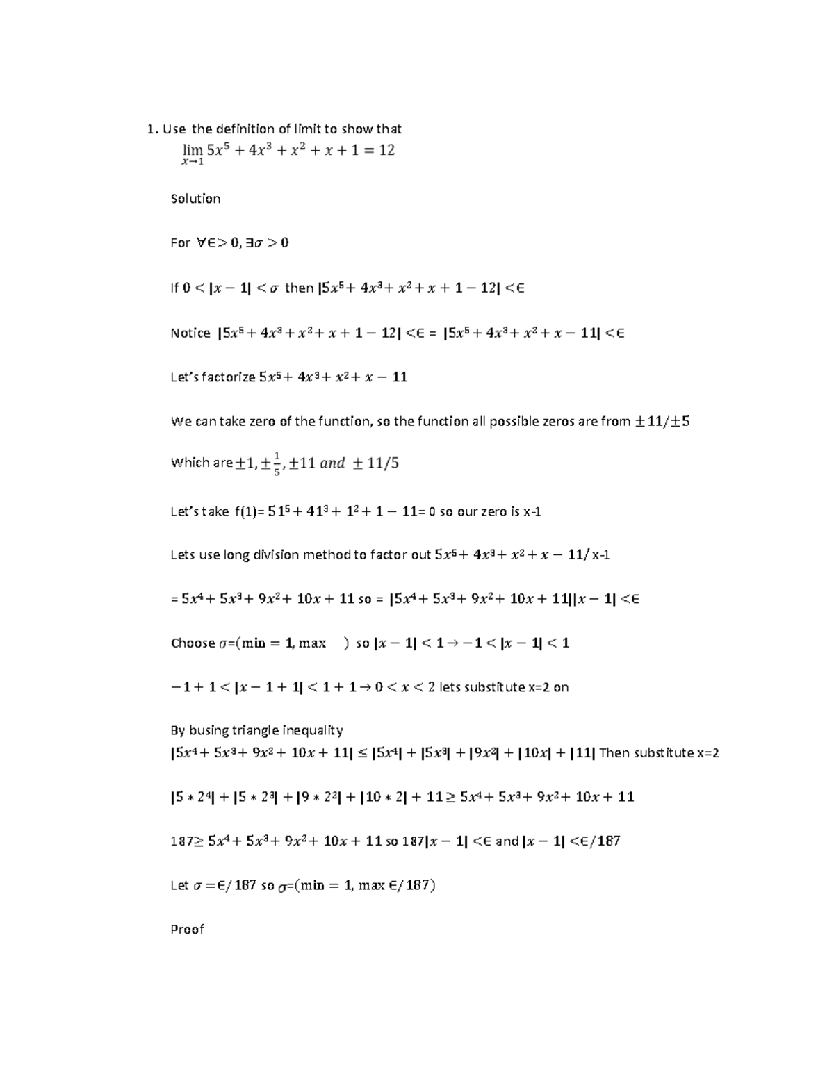 Epsilon-delta proof - Use the definition of limit to show that Solution ...
