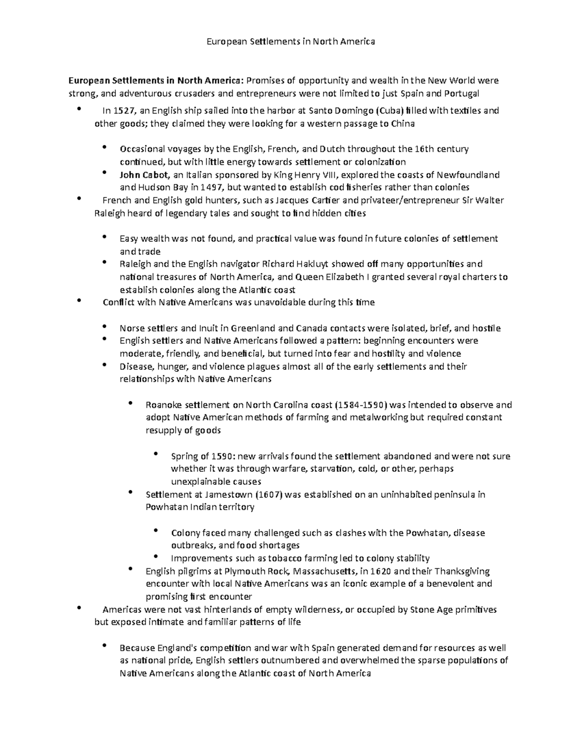 European Settlements in North America - European Settlements in North ...