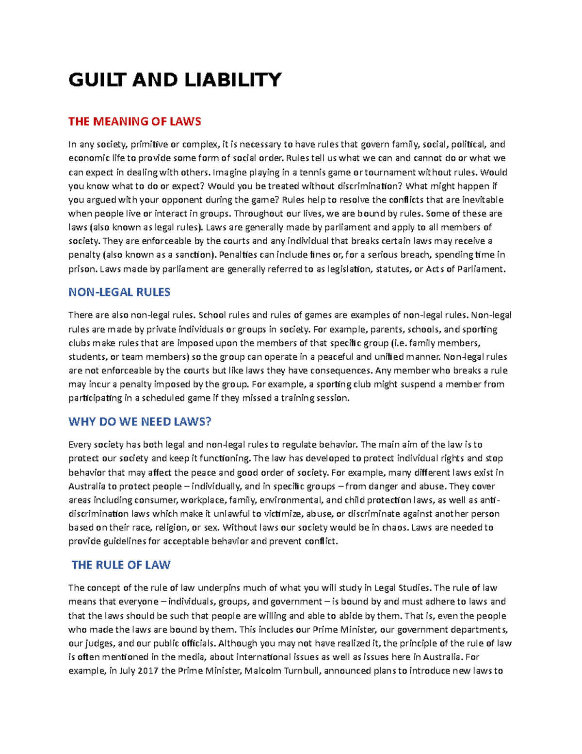 Guilt and Liability - GUILT AND LIABILITY THE MEANING OF LAWS In any ...