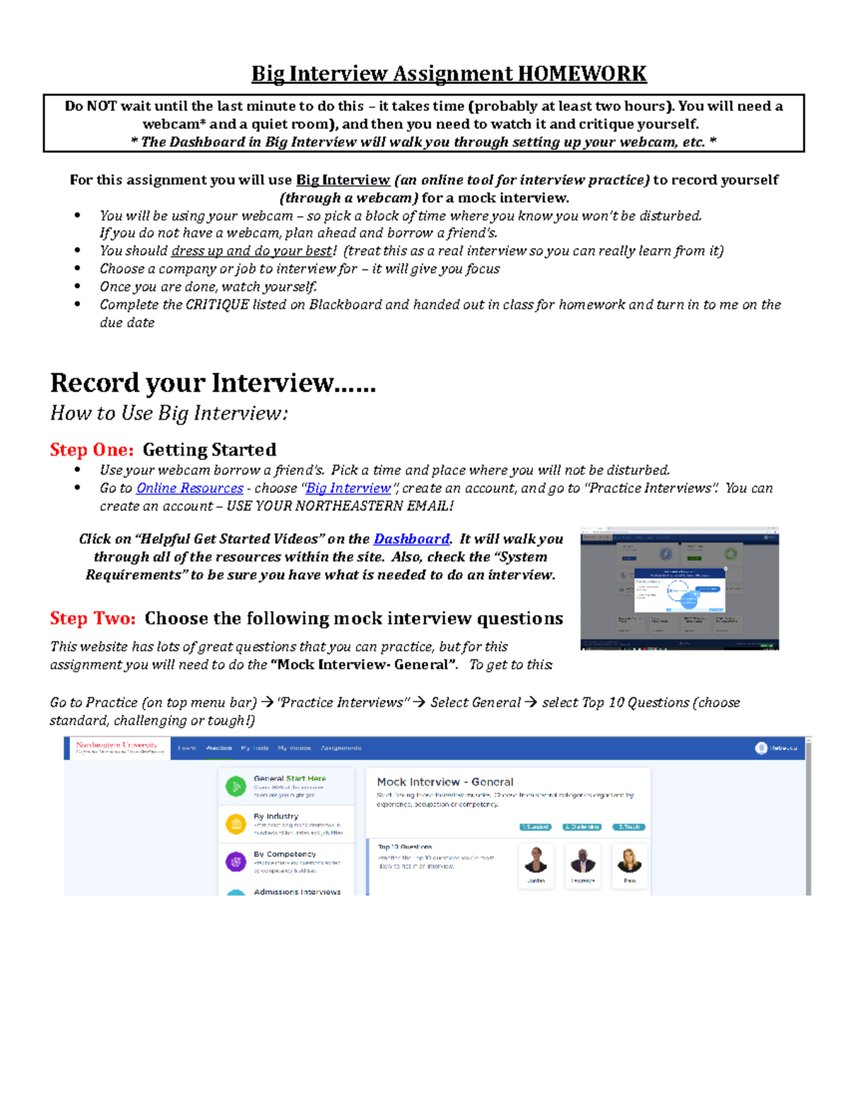 Biginterview Assignment Instructions Fall2020-1 - Big Interview ...