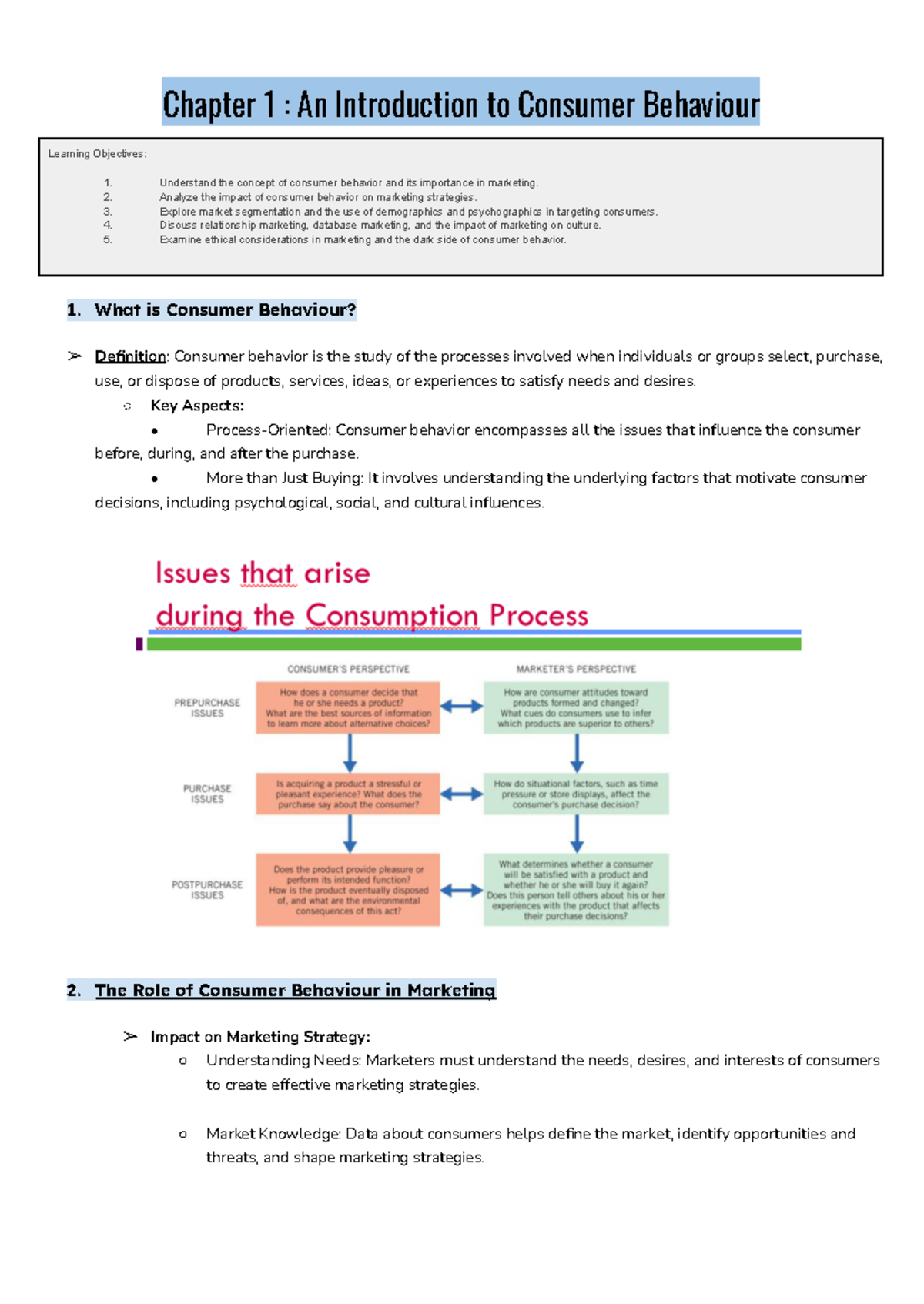 Mark 305 CHAP 1-6 Midterm - Chapter 1 : An Introduction to Consumer Behaviour Learning ...