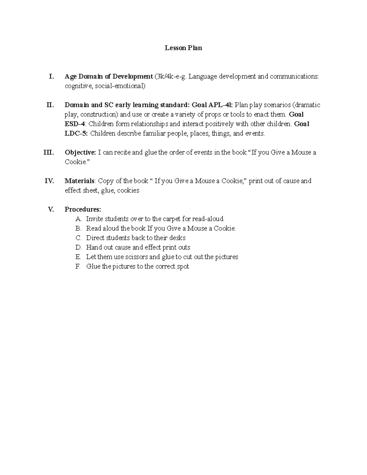 Lesson Plan 2 - Lesson Plan I. Age Domain of Development (3k/4k-e-g ...