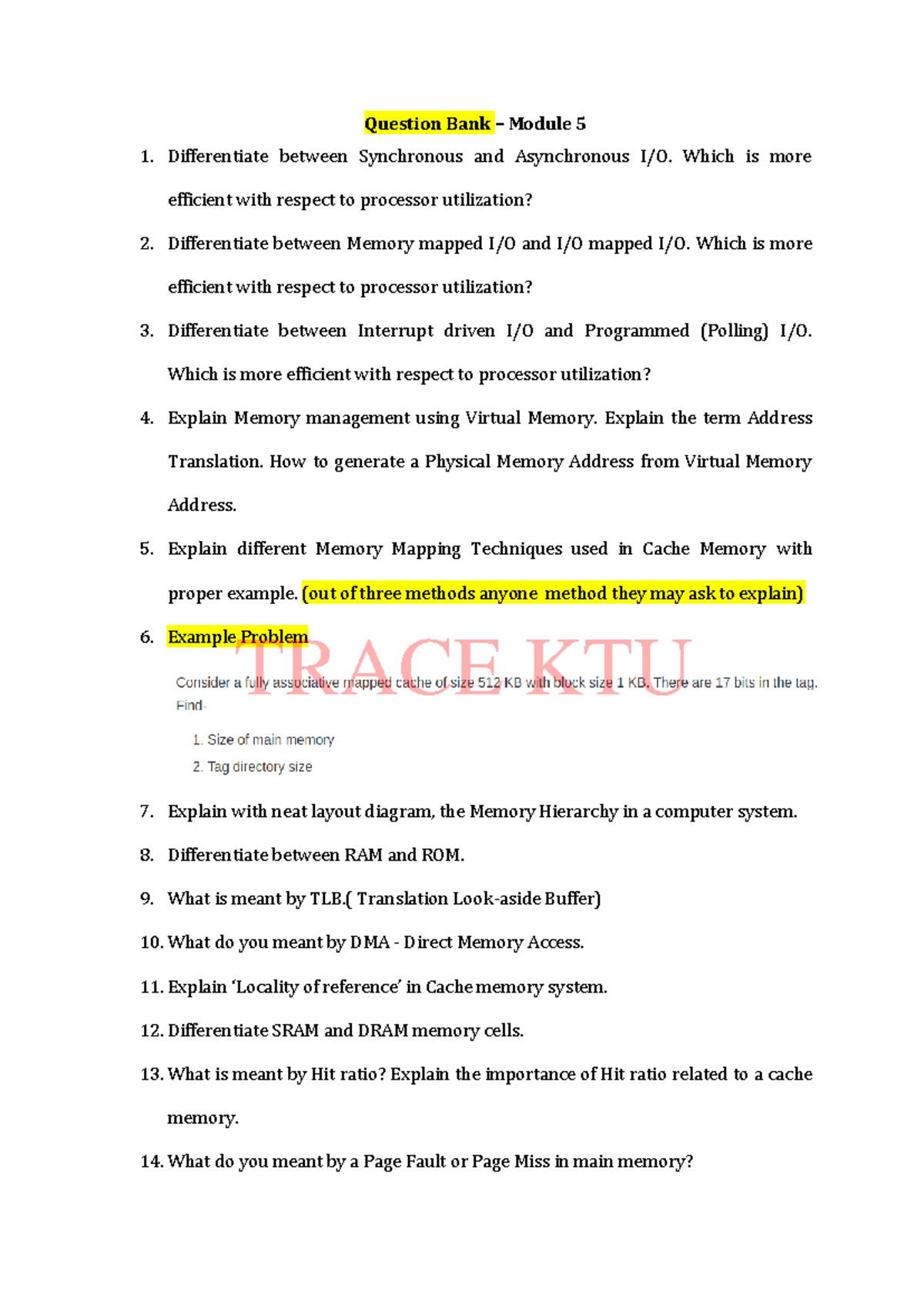 Question Bank CAM Module 5 - Question Bank – Module 5 Differentiate between Synchronous and ...