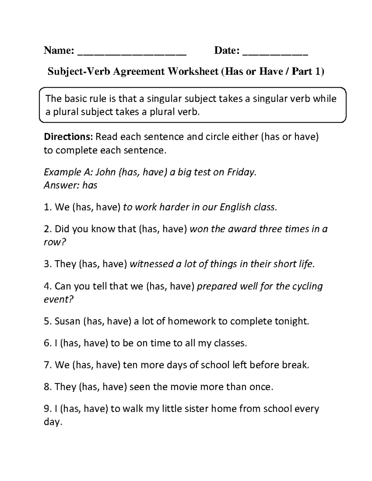 Subject-Verb-has-or-have-P-1-Beginner - Name: ____________________ Date ...