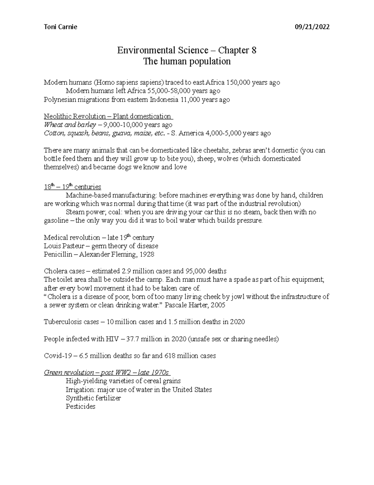 ENVS - Chapter 8 - Environmental Science – Chapter 8 The human ...