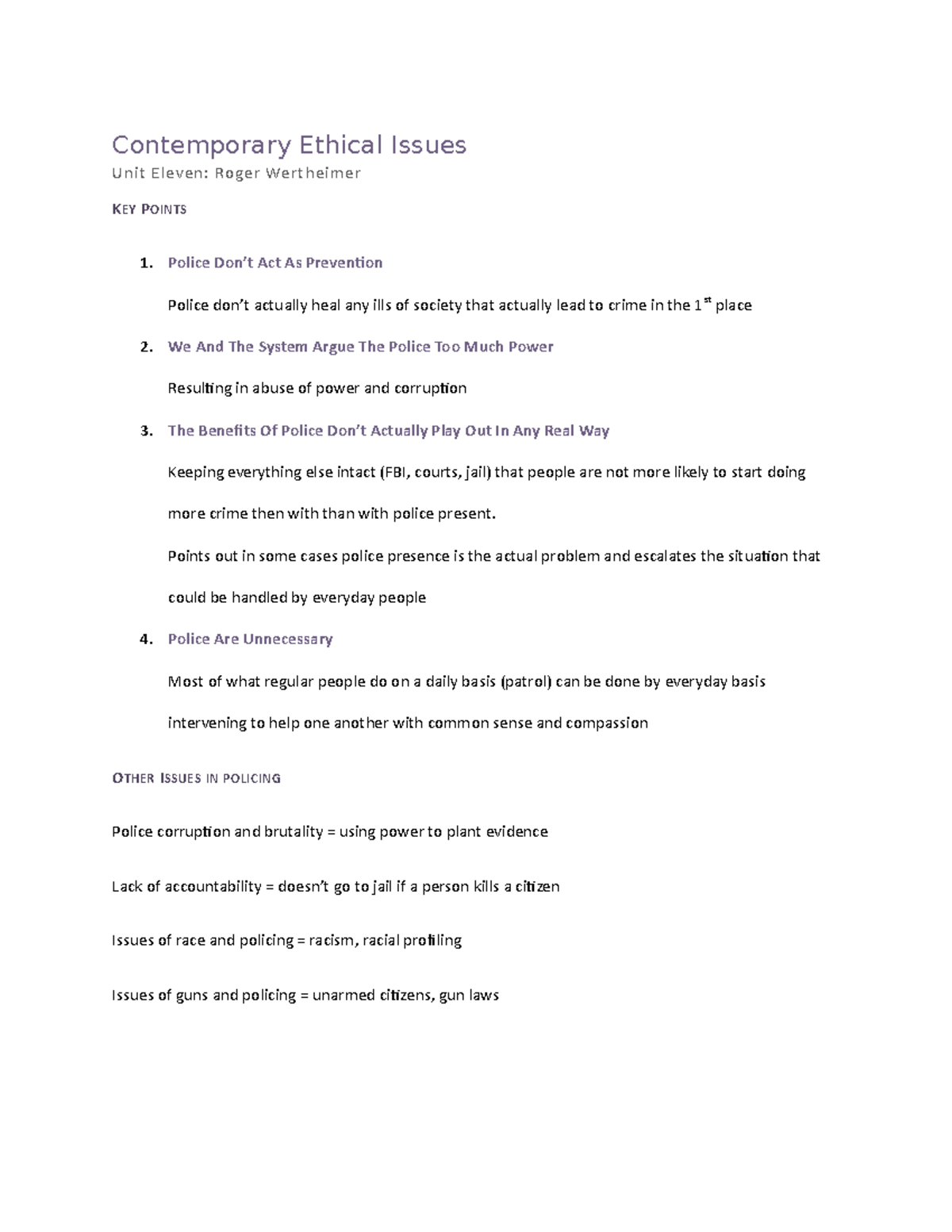 Unit Eleven - PHI 1630 Contemporary Ethical Problems Professor: Tiffany ...
