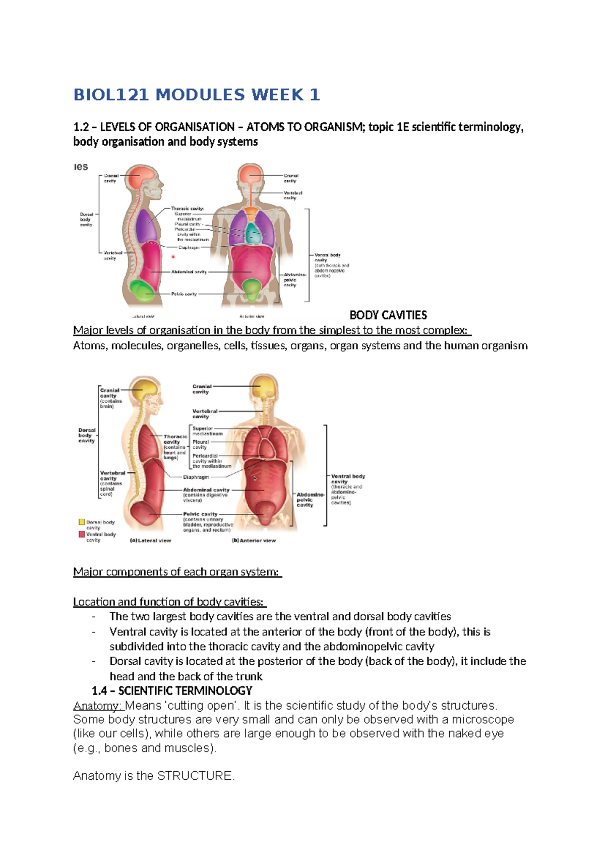 BIOL121 Modules WEEK 1 - Hope this helps - BIOL121 MODULES WEEK 1 1 ...