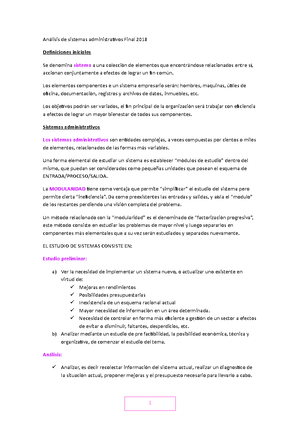 Resumen 2DO Parcial - RESUMEN 2DO PARCIAL. ANALISIS DE SISTEMAS ADMINISTRATIVOS Herramientas ...