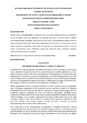 Strategic Operations Management- Assignment - K NUST - Masters ...