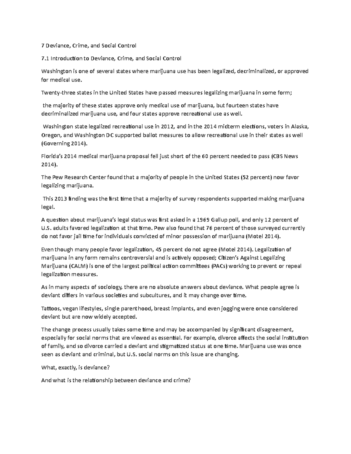 Chapter 7 deviance crime and social control notes - 7 Deviance, Crime ...