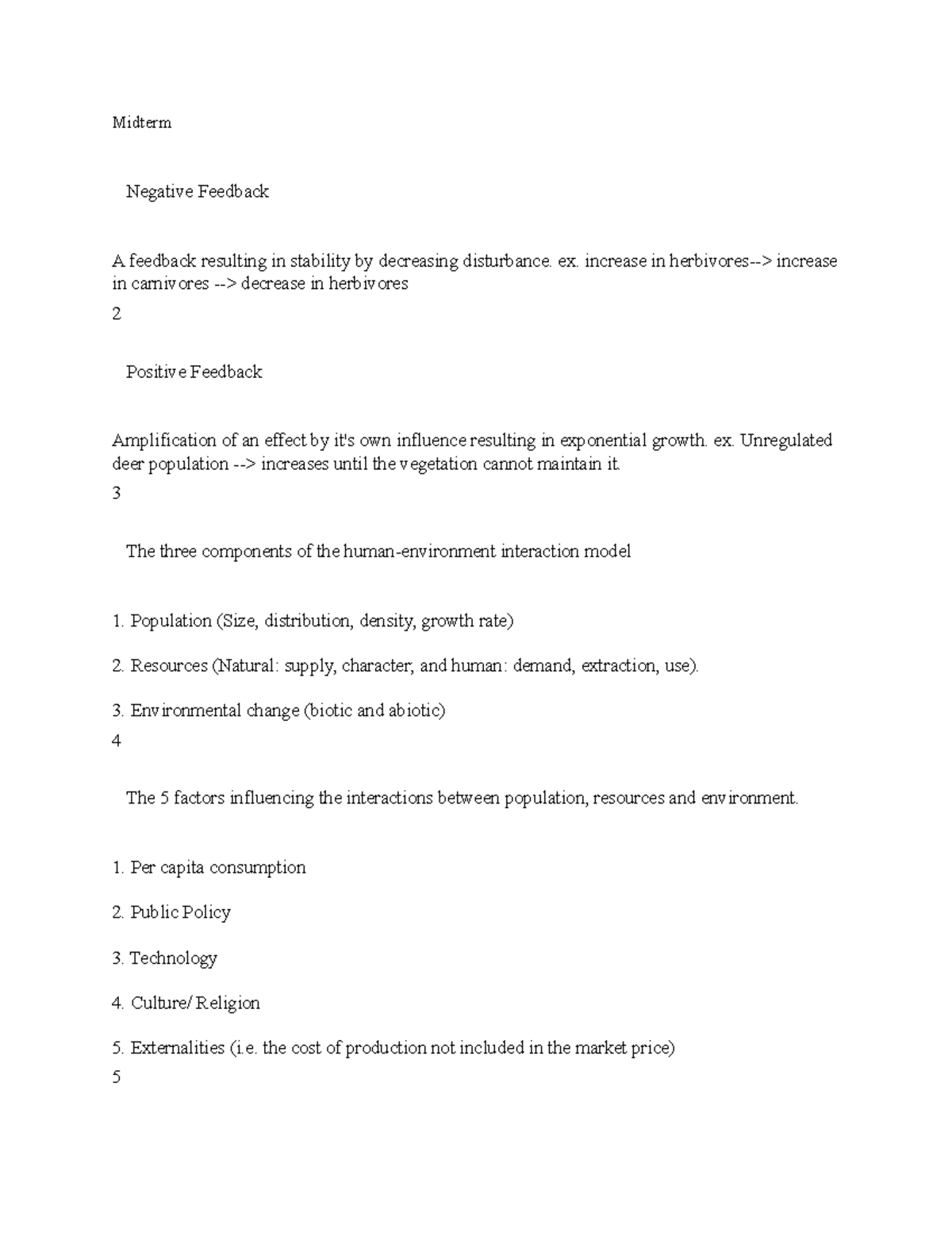 Geog 1220 Example questions - Midterm Negative Feedback A feedback ...