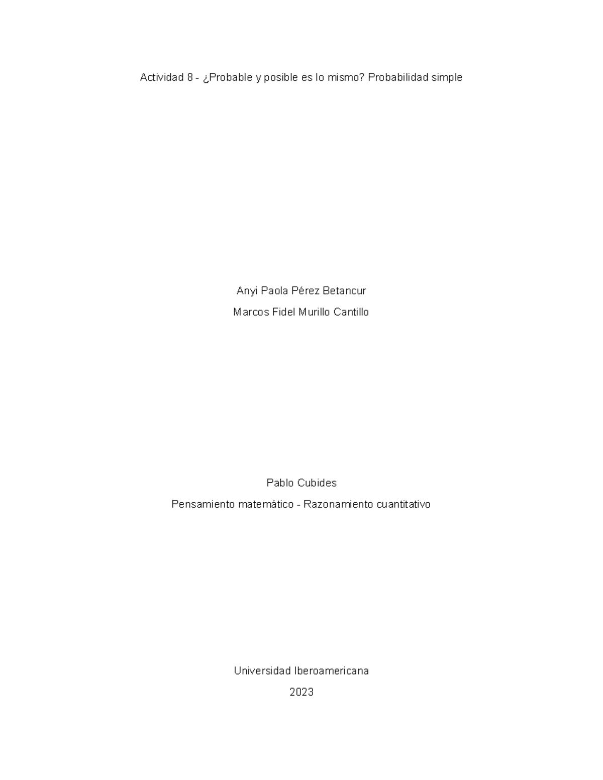 Actividad 8 - ¿Probable y posible es lo mismo Probabilidad simple Tarea ...