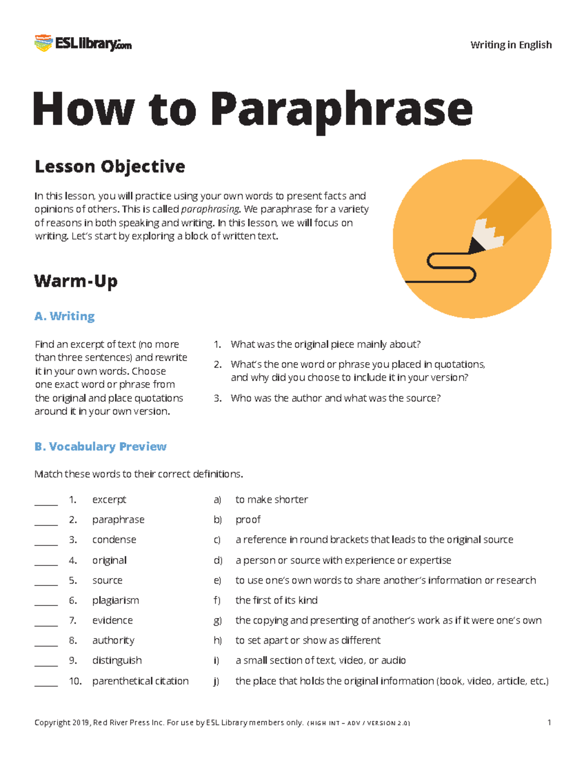 74 paraphrase us student compressed - Writing in English Lesson ...