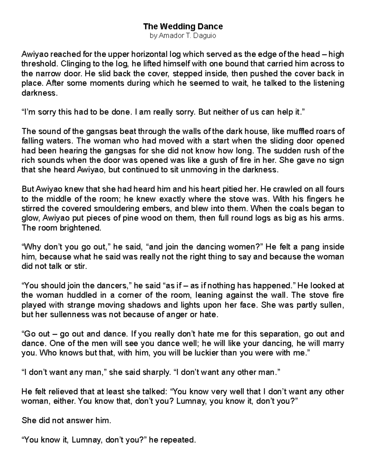 THE Wedding Dance - The Wedding Dance by Amador T. Daguio Awiyao ...