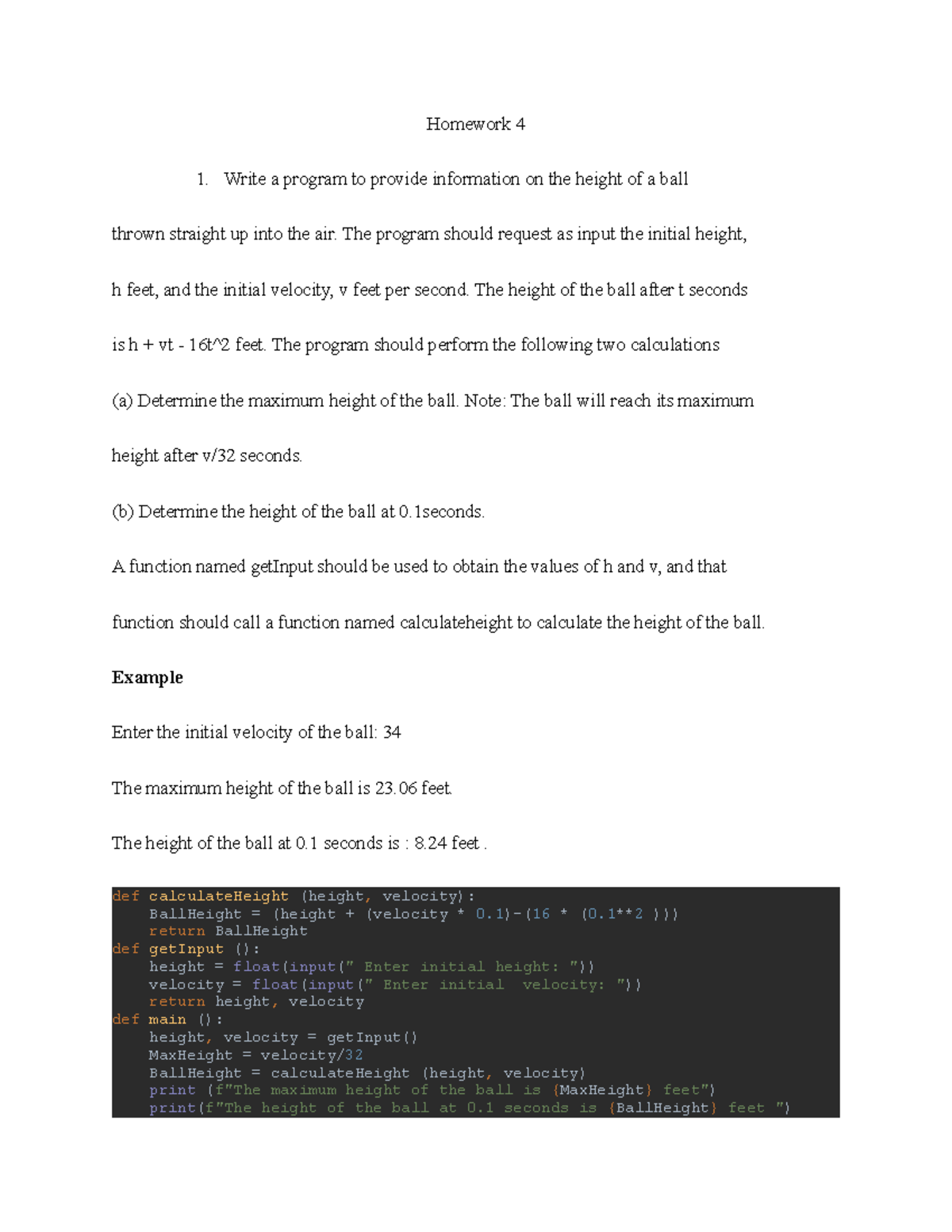Homework 4 Coding Homework 4 1 Write A Program To Provide Information On The Height Of A