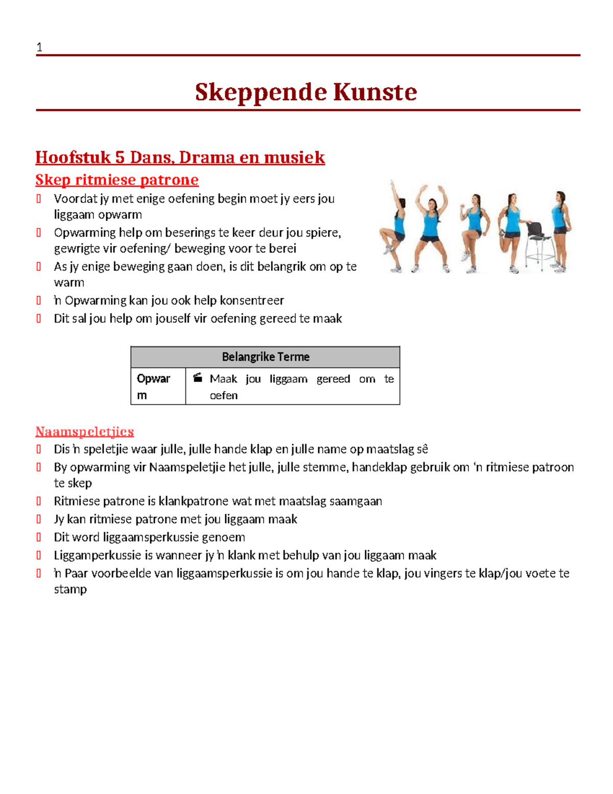 Gr 4 Skeppende Kunste (kwartaal 1) - Skeppende Kunste Hoofstuk 5 Dans ...