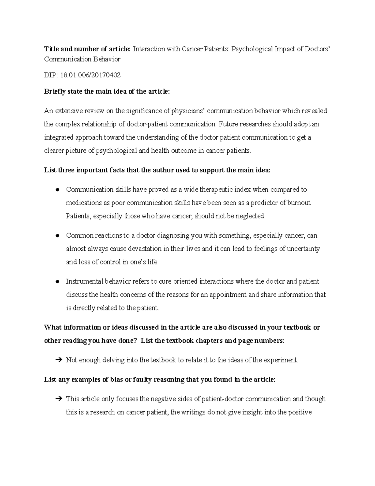 2019-introduction to psychology(psych 100) article review 9 - Title and ...