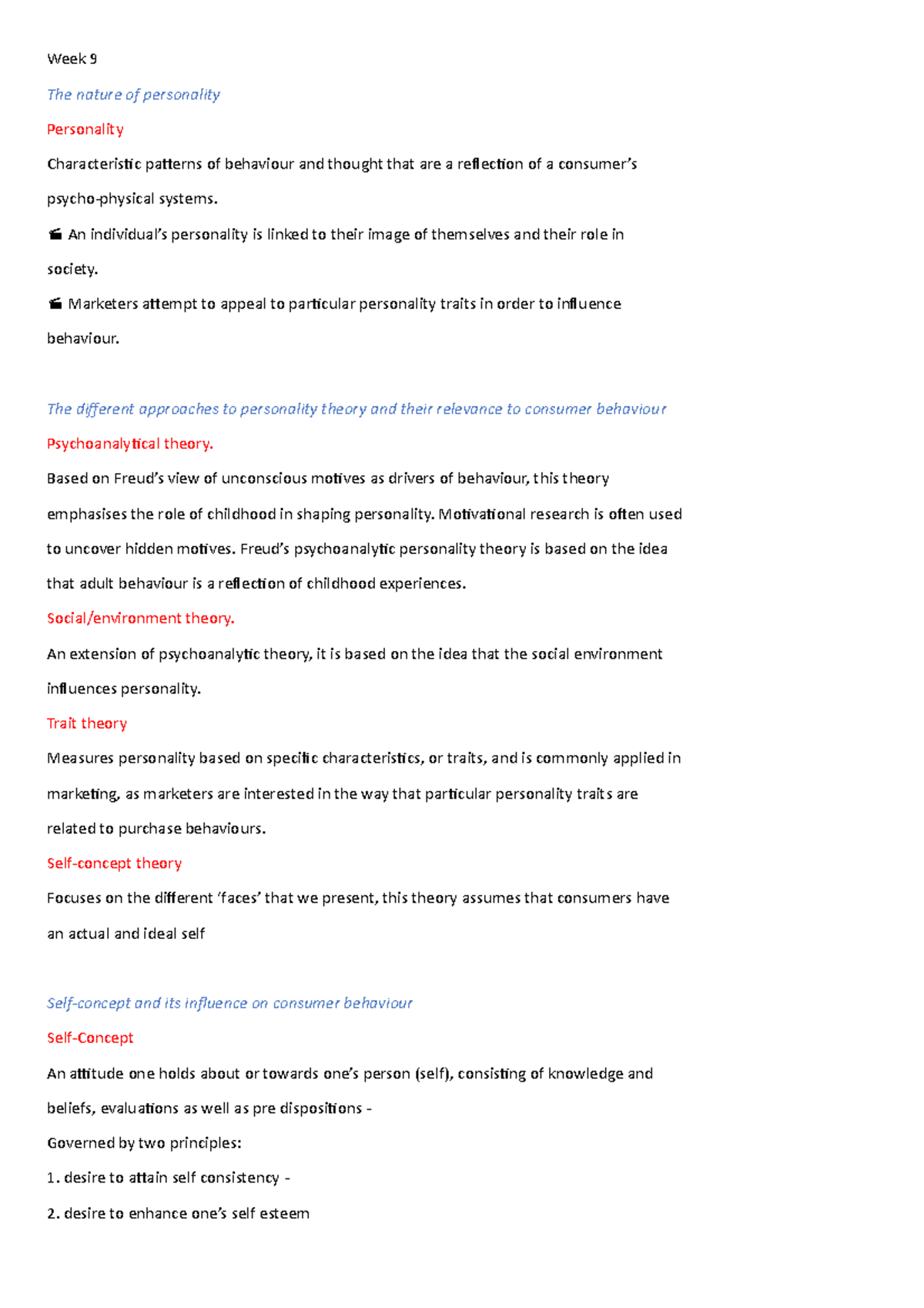 3-6 - Lecture notes 3-6 - Week 9 The nature of personality Personality ...