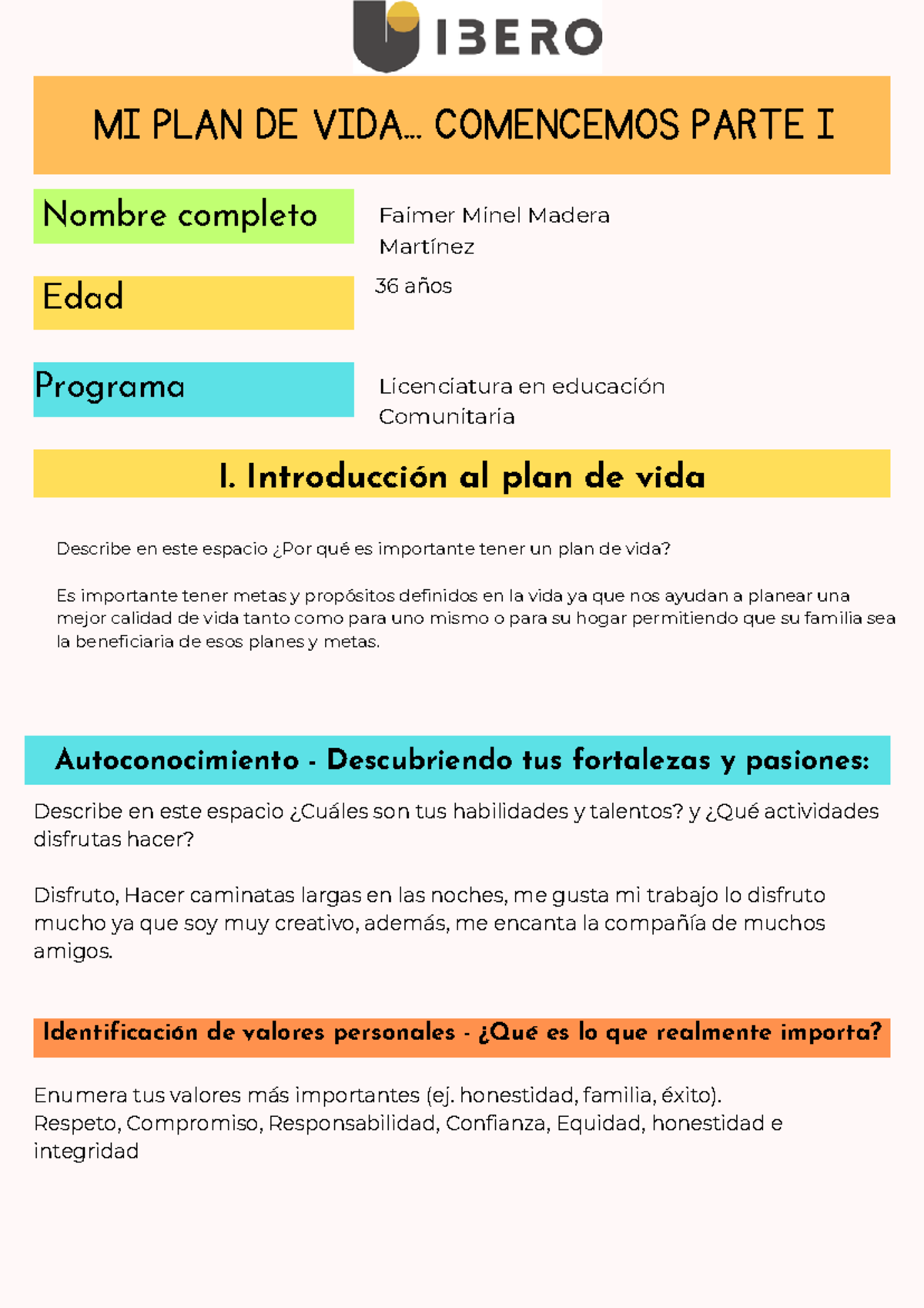 Act2. Mi plan de vida - parte I - Describe en este espacio ¿Por qué es ...