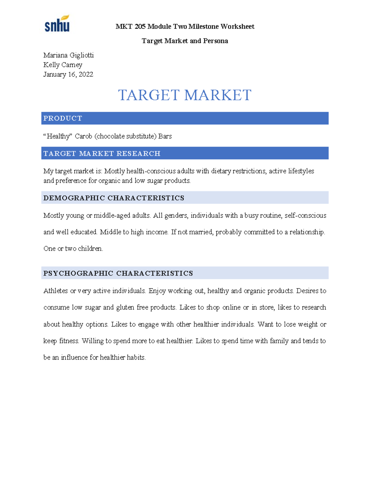 Module 2 - Milestone - MKT 205 Module Two Milestone Worksheet Target ...