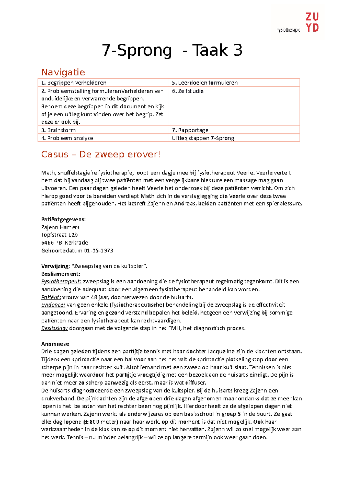7 sprong probleemtaak 3 ingevuld - 7-Sprong - Taak 3 Navigatie ...