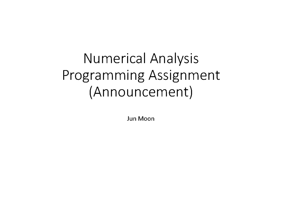 Note 1 0 NA Course Programming - Numerical Analysis Programming ... Note 1 0 NA Course Programming - Numerical Analysis Programming ...