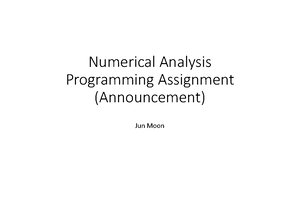 Note 1 1 NA Examples - lecture note - Numerical Analysis Note 1-1: NA Examples Jun Moon - Studocu