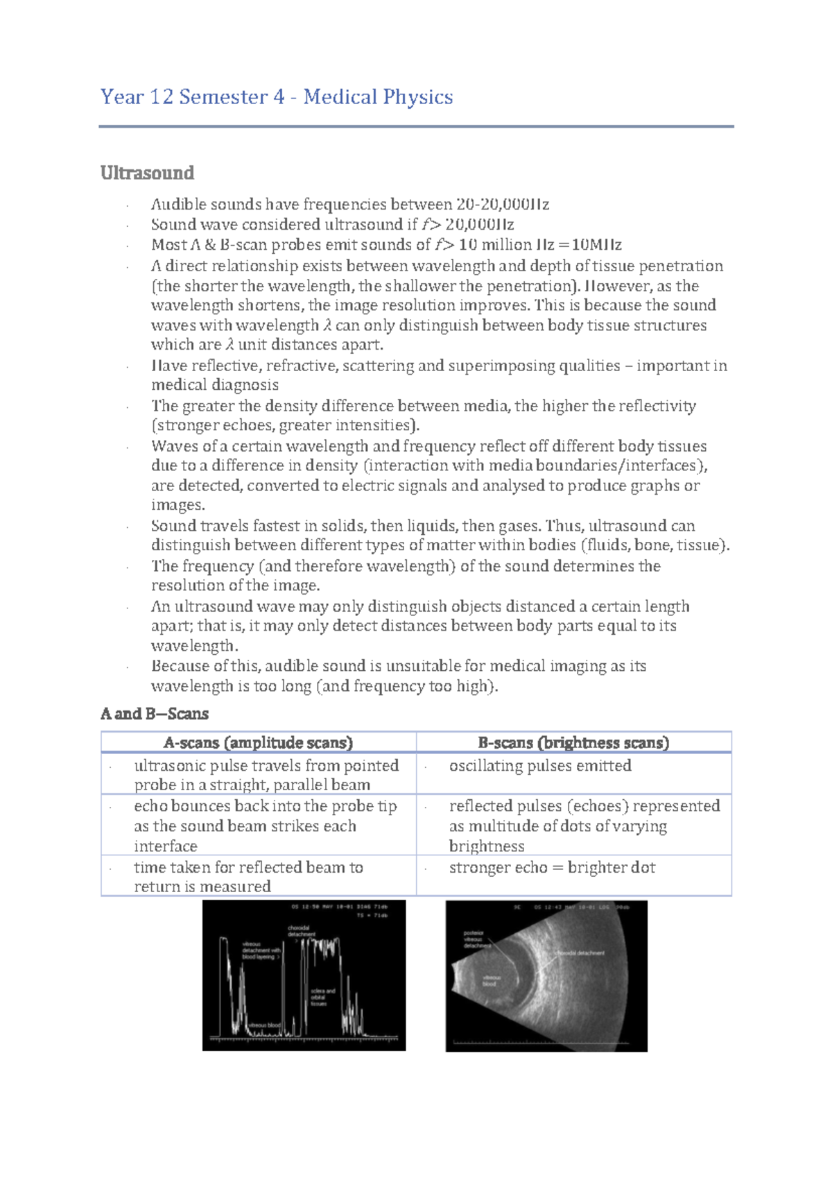 QCE Medical Physics Notes - Year 12 Semester 4 - Medical Physics ...