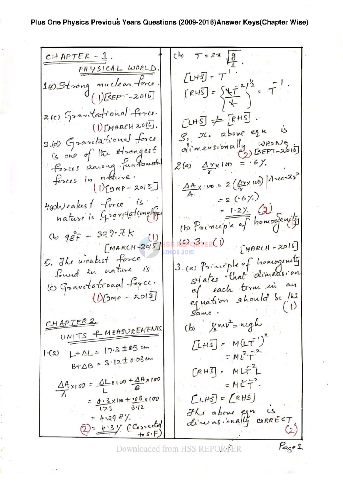 HSSRptr-Plus One Chapterwise Answer key by Yamuna Tr-Final - Plus One ...