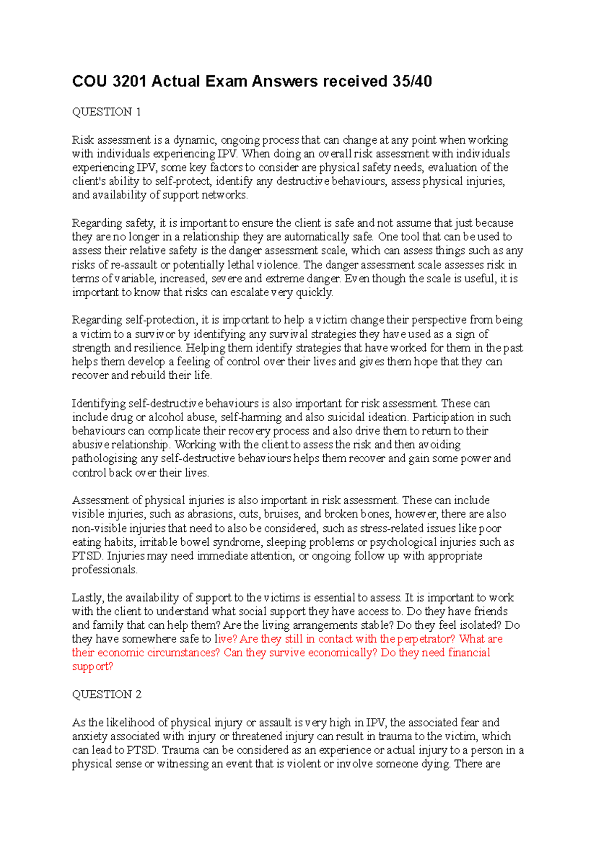 Final Exam Actual Answers - COU 3201 Actual Exam Answers received 35 ...