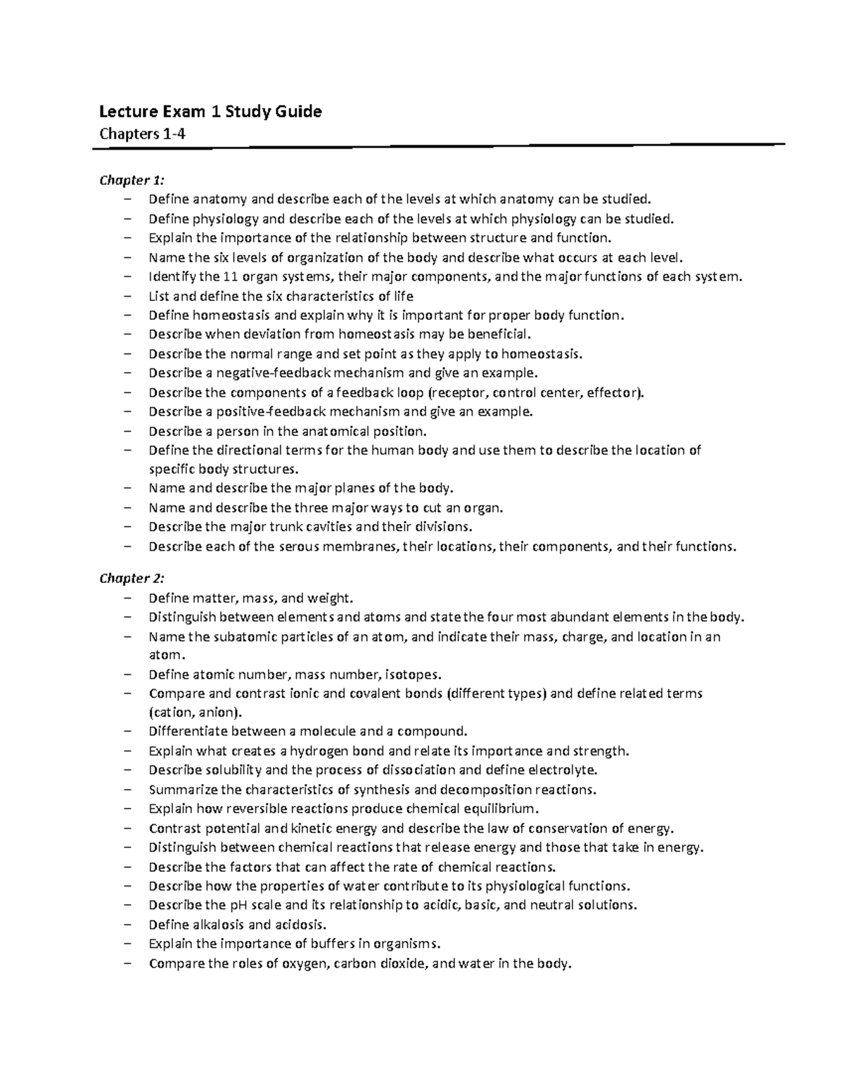 Lecture Exam 1 Study Guide (KIN 361) - Lecture Exam 1 Study Guide ...