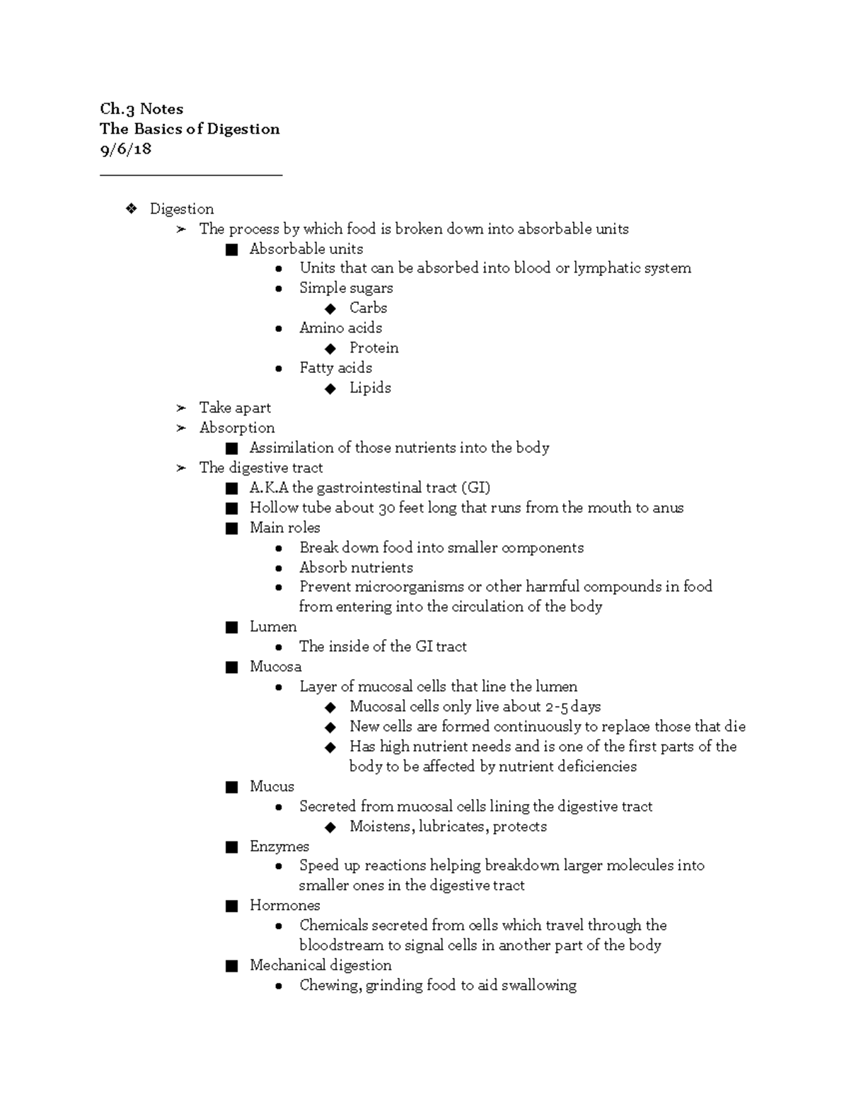 Ch. 3 Notes - Chapter 3 NSD 225 Uzacategui - Ch Notes The Basics of ...