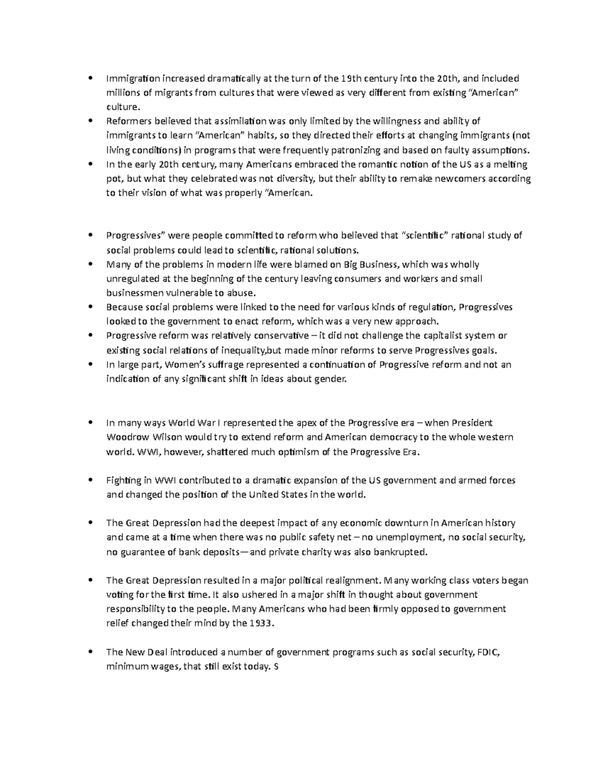 Week 5 notes - Immigration increased dramatically at the turn of the ...