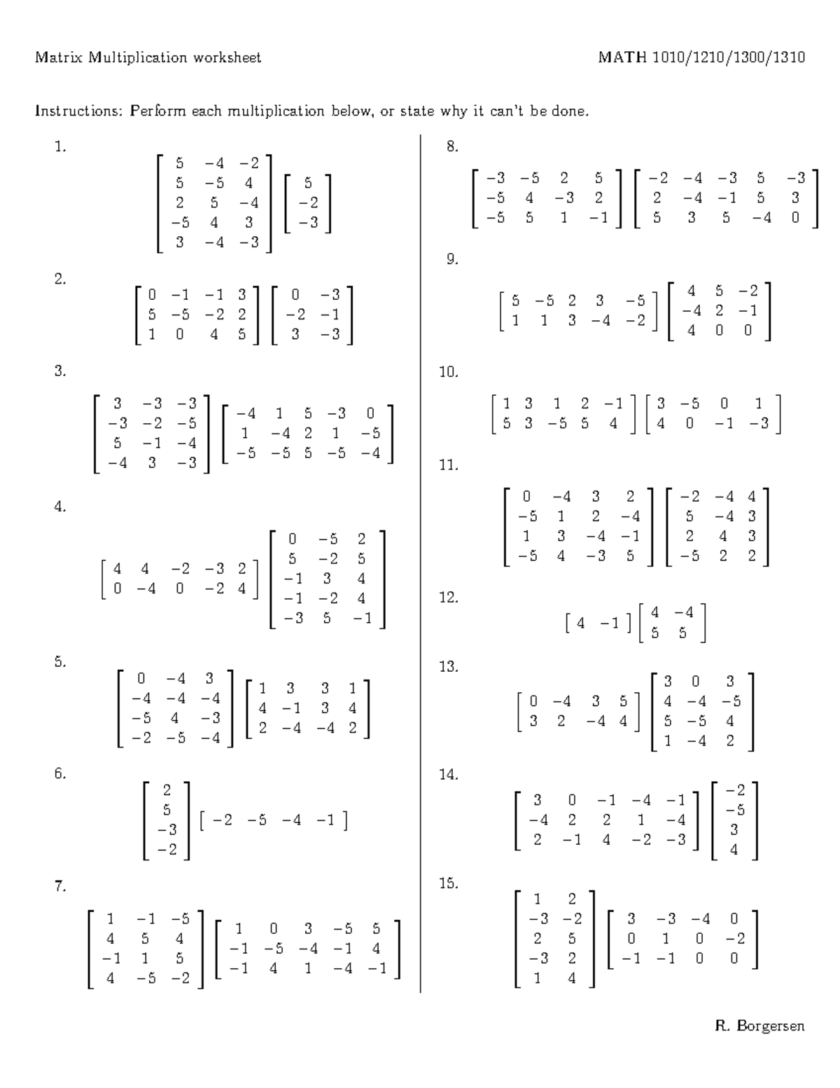Matrix Mult Practice - Techniques Of Classical And Linear Algebra ...