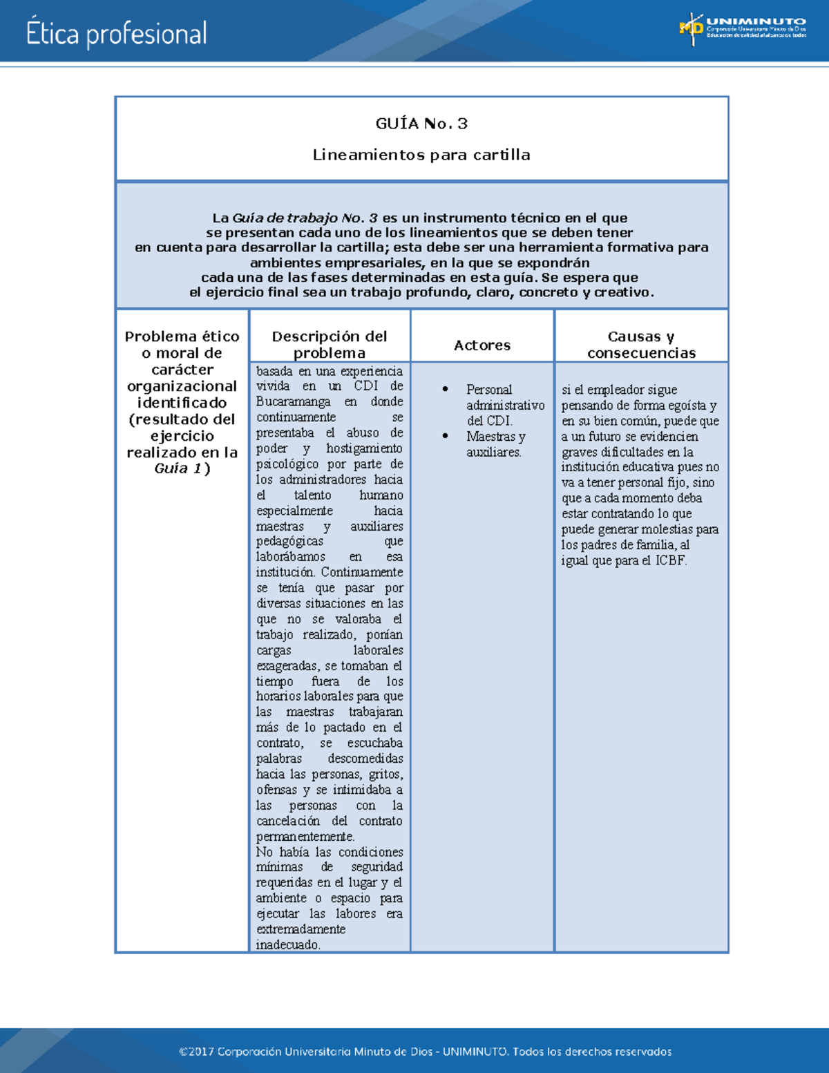 Uni7 act8 gui 3 lin par car - GUÍA No. 3 Lineamientos para cartilla La ...