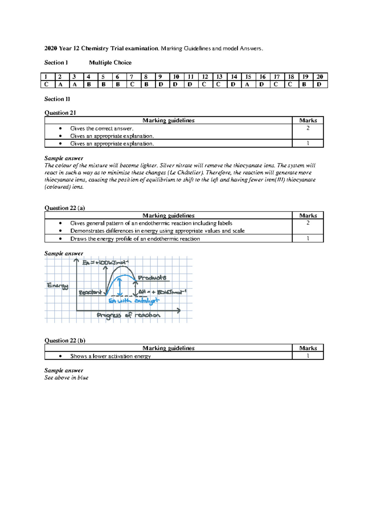 Exam 2020, answers - Warning: TT: undefined function: 32 2020 Year 12 Chemistry Trial ...
