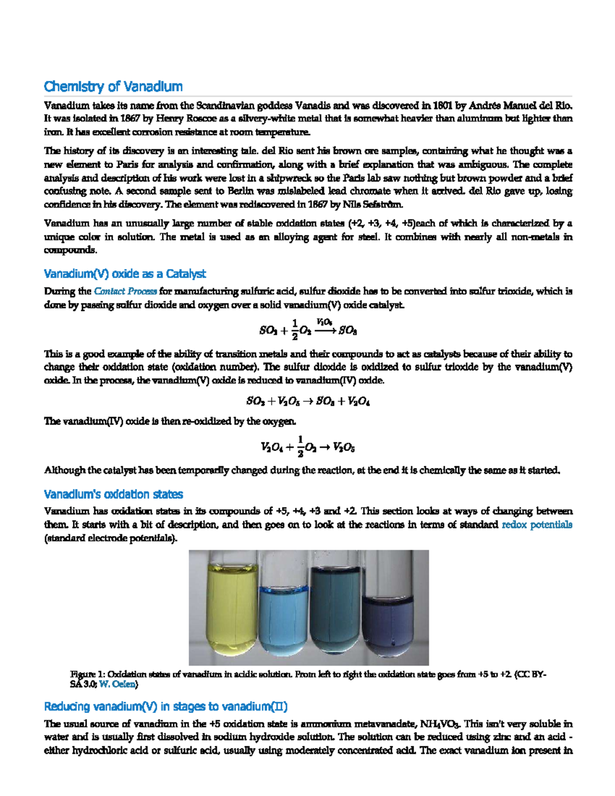 Chemistry of Vanadium Experiment 5 - Chemistry of Vanadium Vanadium ...