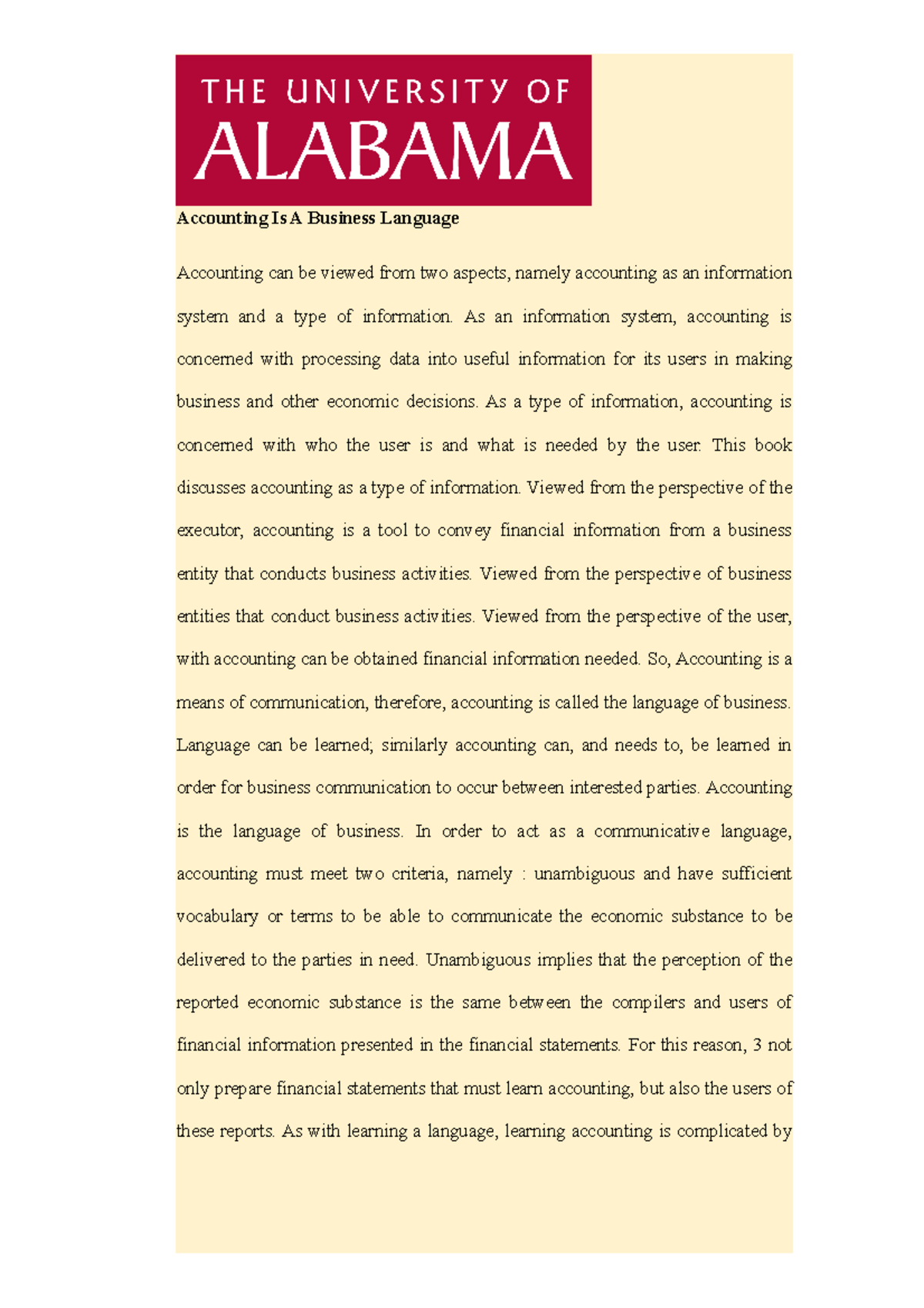 Lecture Documents Accounting Accounting Is A Business Language Accounting Is A Business