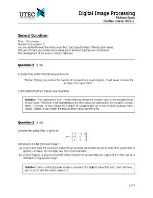Question - Digital Image Processing - Solu: Q- ANS - Studocu