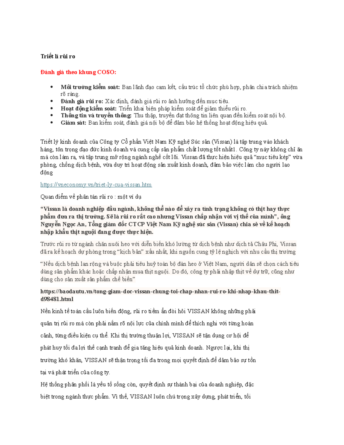 quan tri rui ro lop 08 - Triết lí rủi ro Đánh giá theo khung COSO: Môi ...